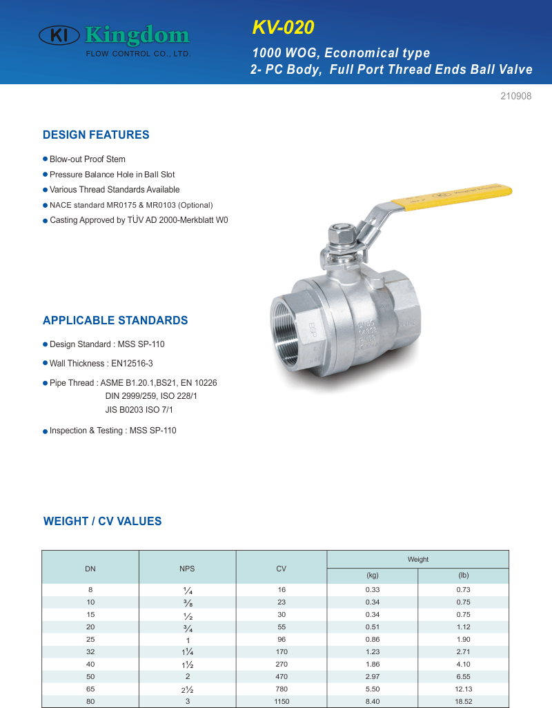 1000 WOG Ball Valve